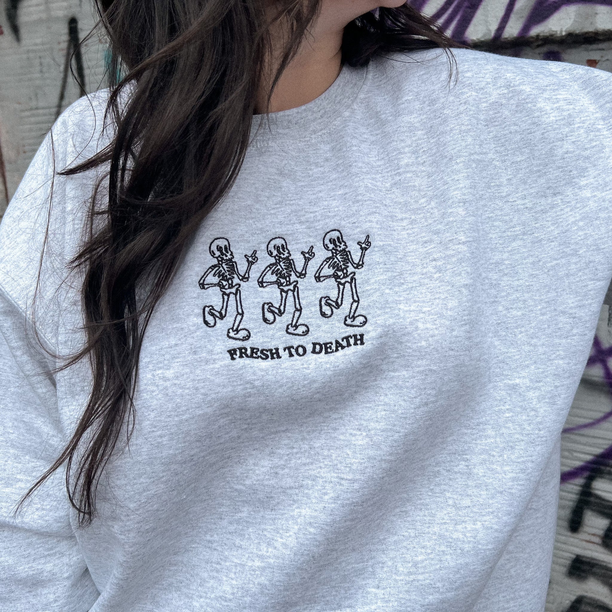 Fresh to Death Embroidered Crewneck – pacificnorthtess